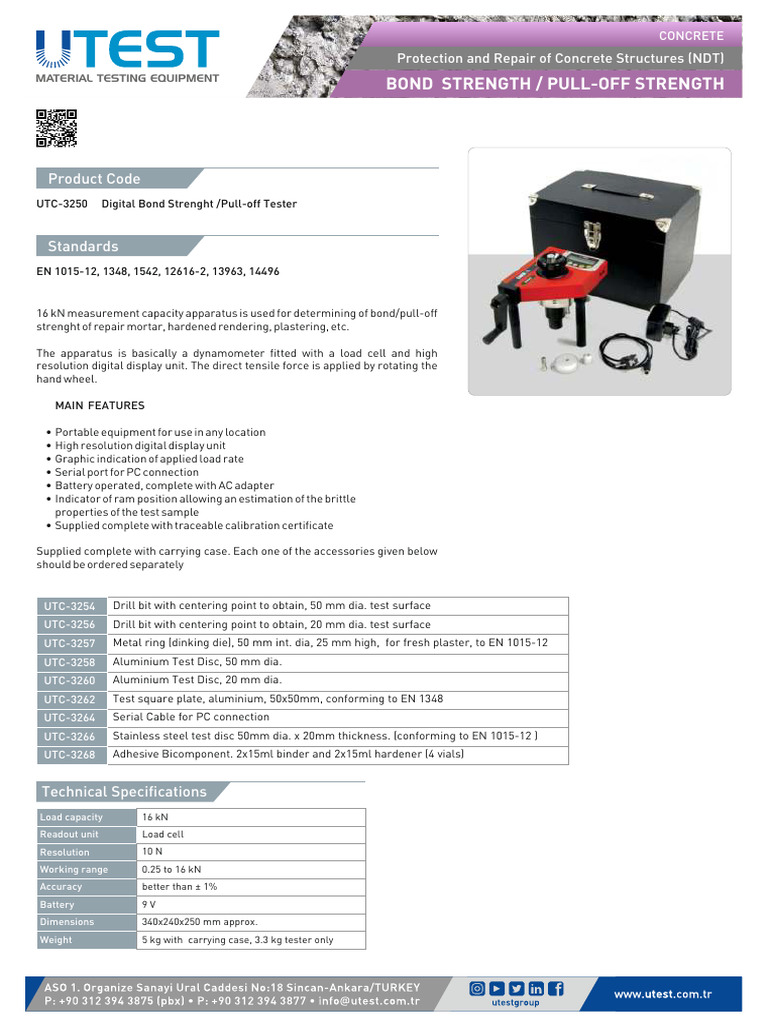 Digital Bond Strenght Pull-Off Tester-UTEST | PDF