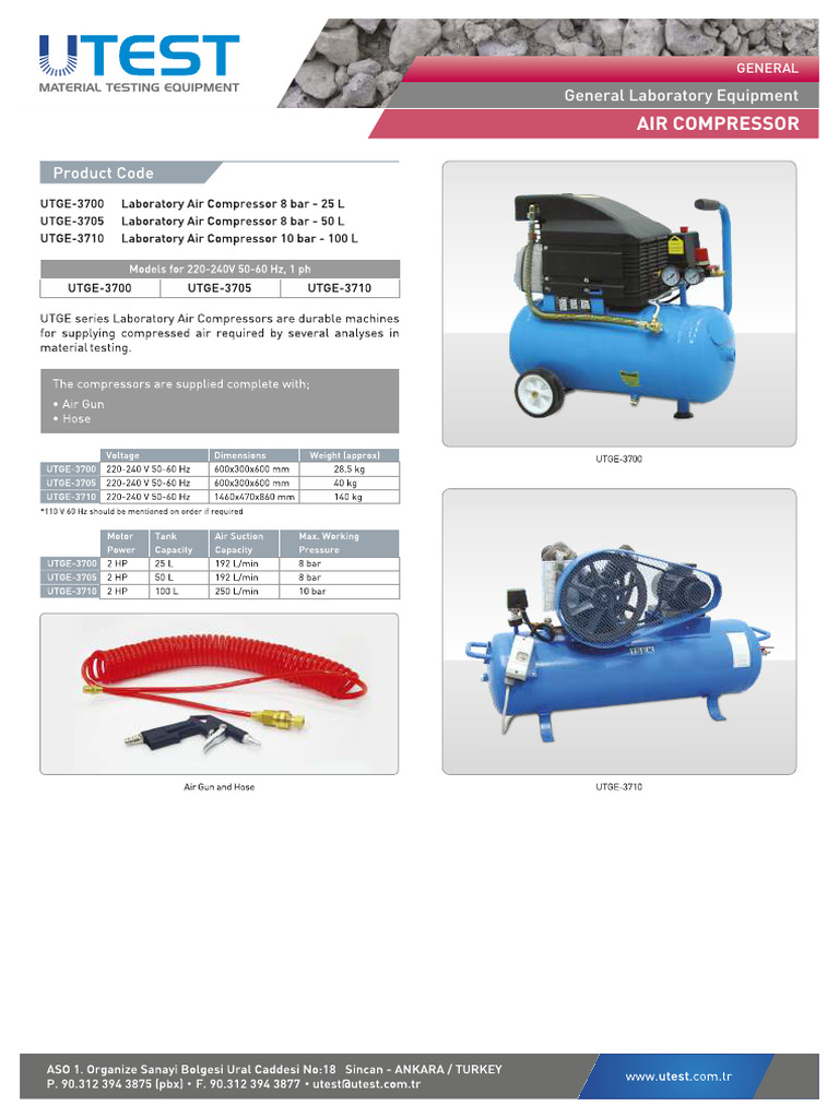 Air Compressor - 8 Bar-50 L-UTEST | PDF