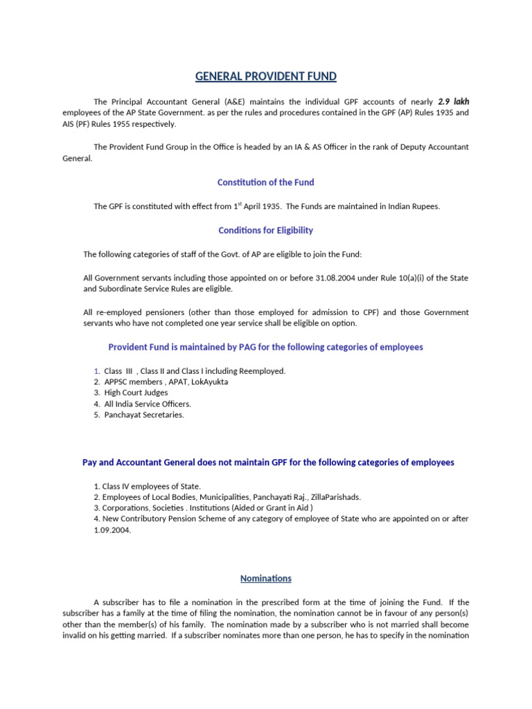 AP State Government General Provident Fund Guide | PDF | Debits And ...