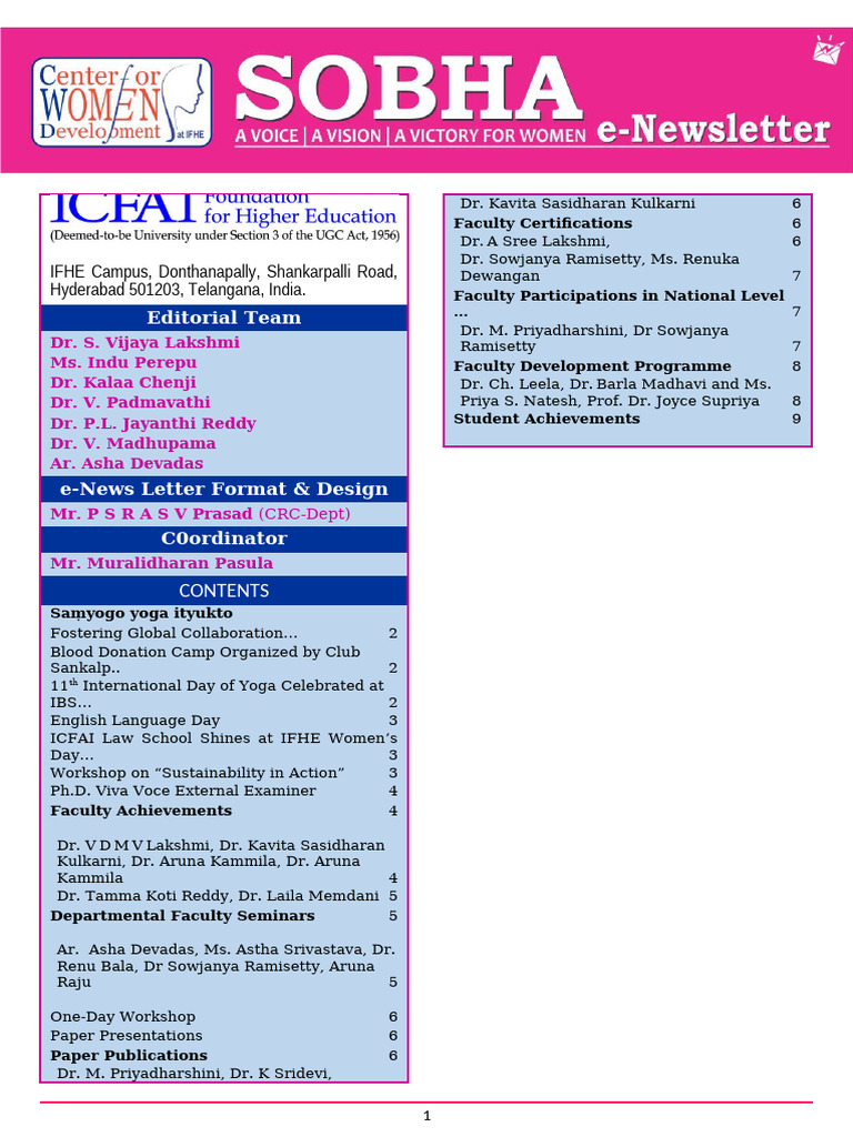 11 Sobha E-Newsletter | PDF | Yoga | Artificial Intelligence