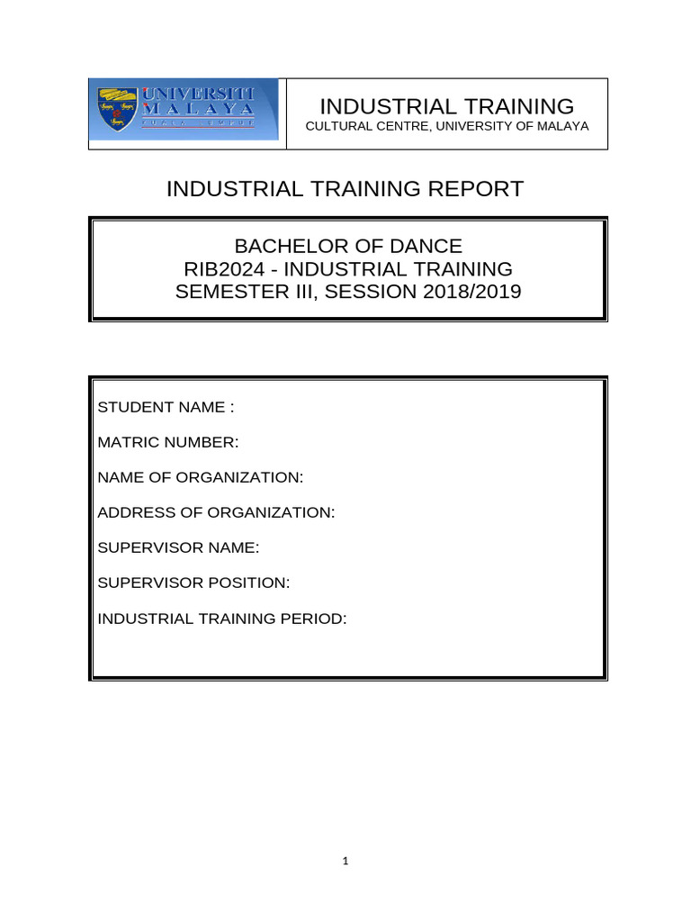 Industrial Training Report 2020 - Template New Cohort | PDF