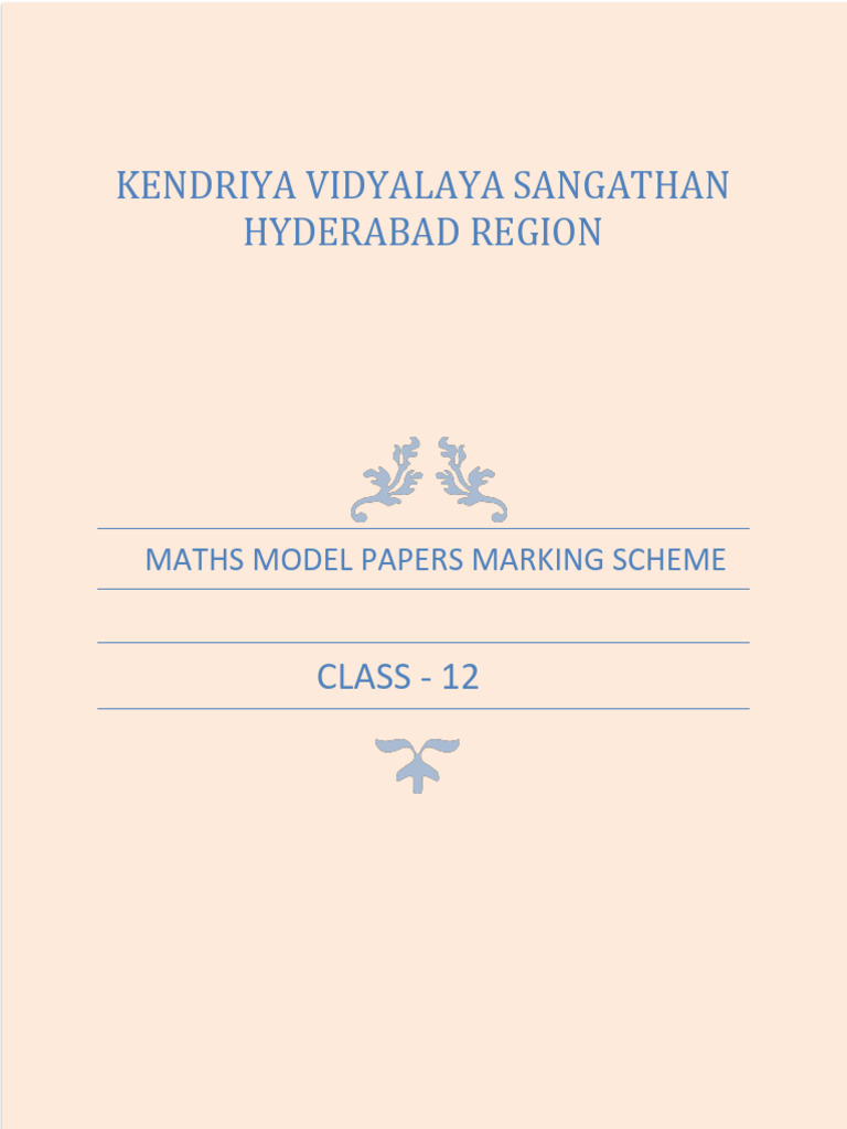 Class Xii Math 20 Sample Papers Solutions (KVS, Hydrabad) 2025-26 | PDF | Mathematical Analysis ...