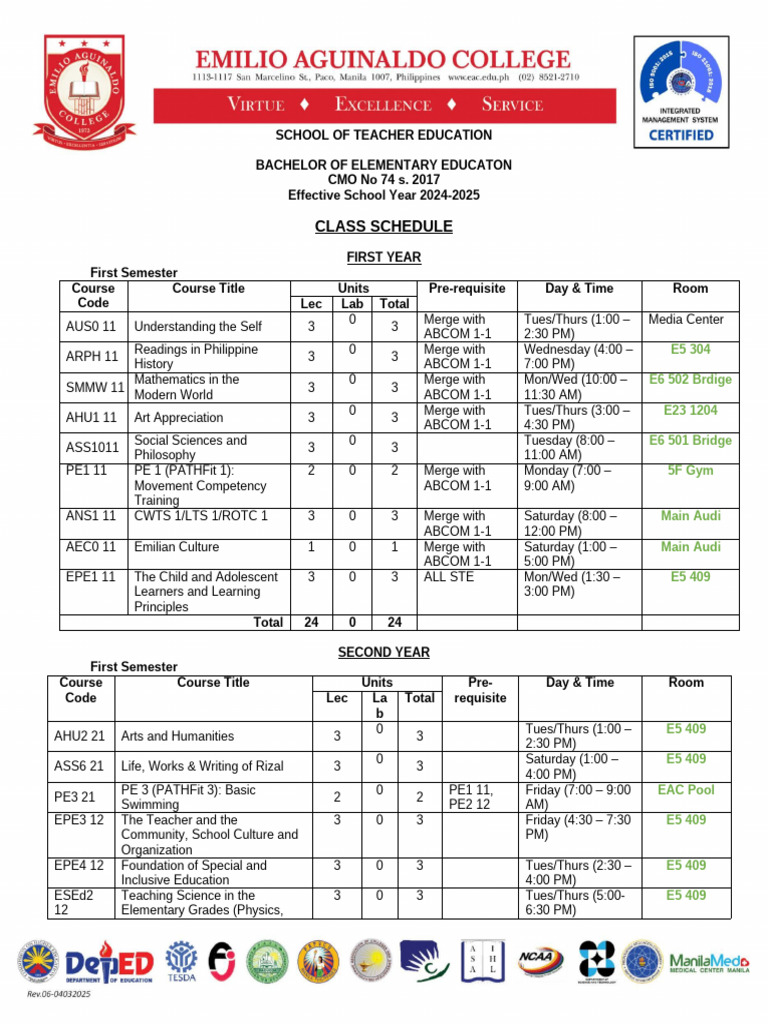 STE BEED BSE Class Schedule 1st Sem 25 26 | PDF | Intelligence | Learning