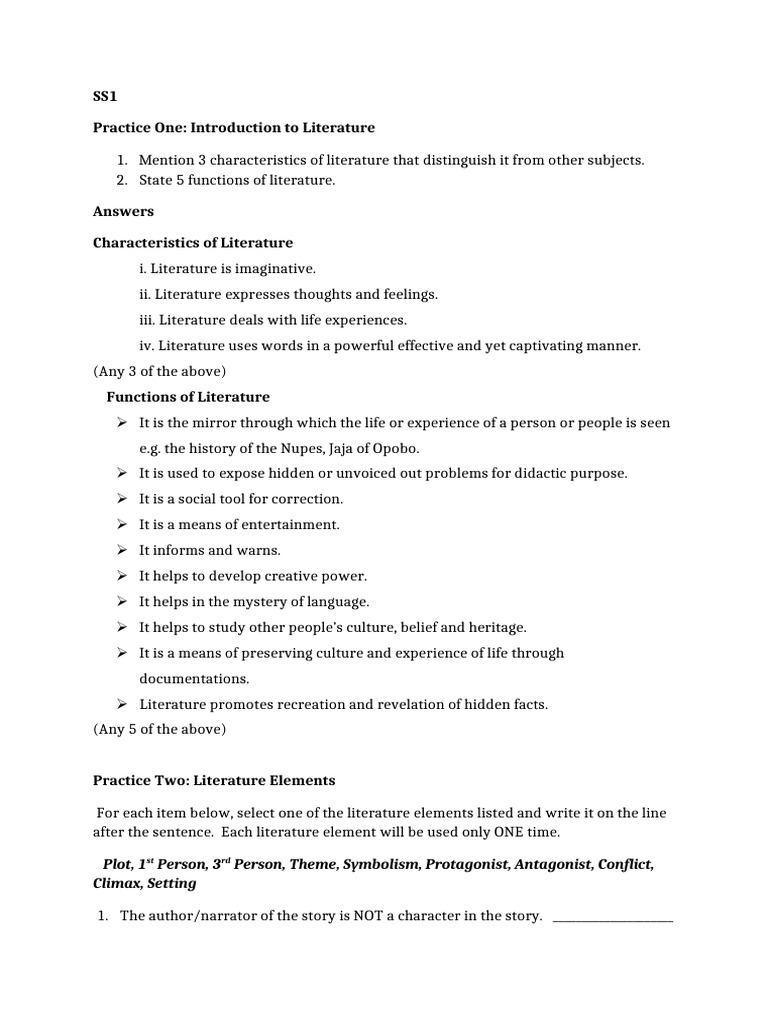 Characteristics and Functions of Literature | PDF | Poetry | Narrative