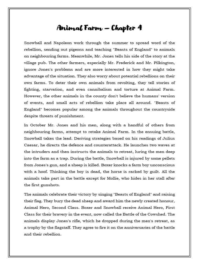 Summary of Animal Farm Chapter 4 | PDF