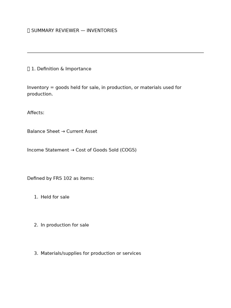 Intermediate Accounting 2 Inventory Reviewer | PDF | Cost Of Goods Sold ...