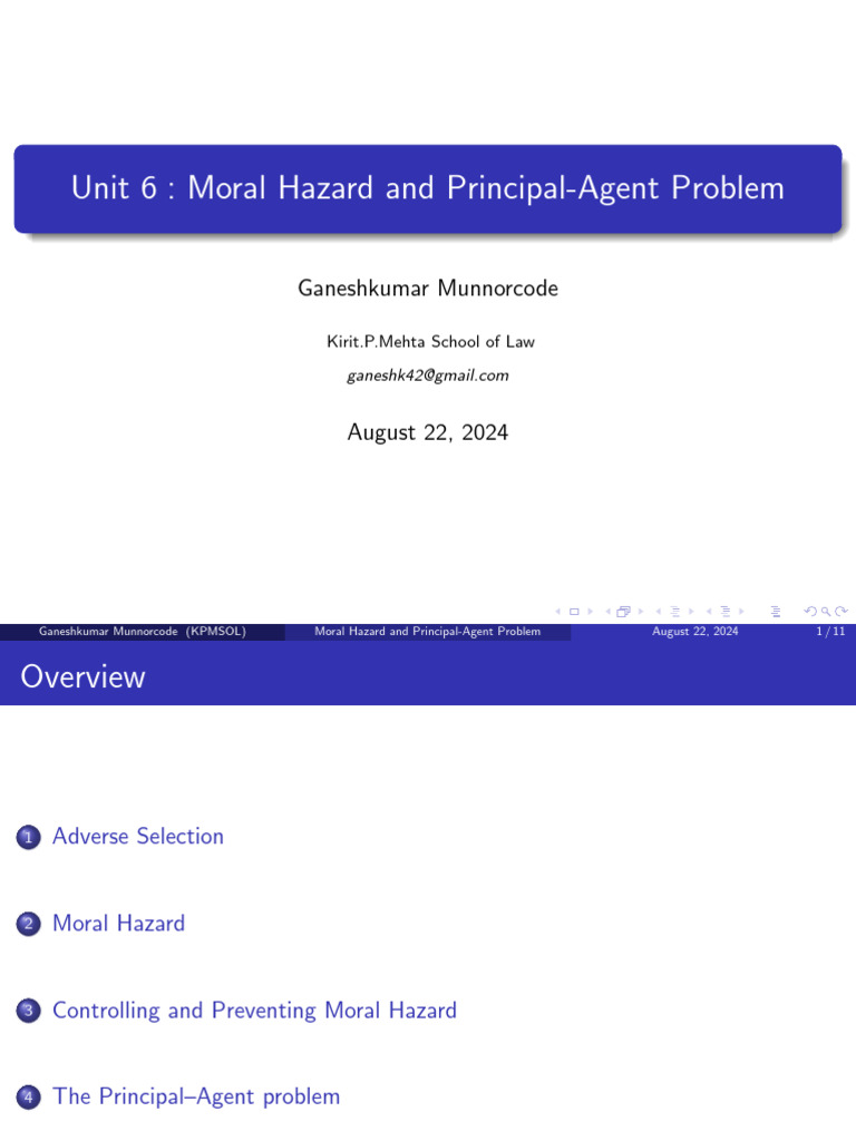 Understanding Moral Hazard & Principal-Agent Issues | PDF | Adverse ...