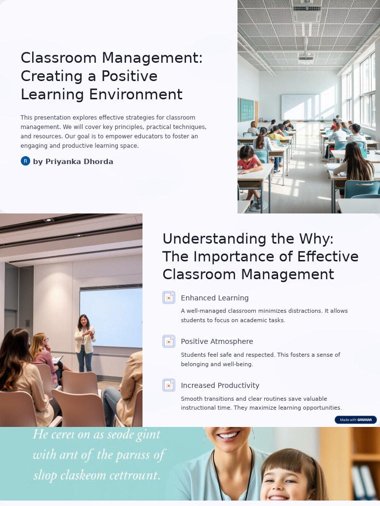 Classroom Management Creating A Positive Learning Environment | PDF ...