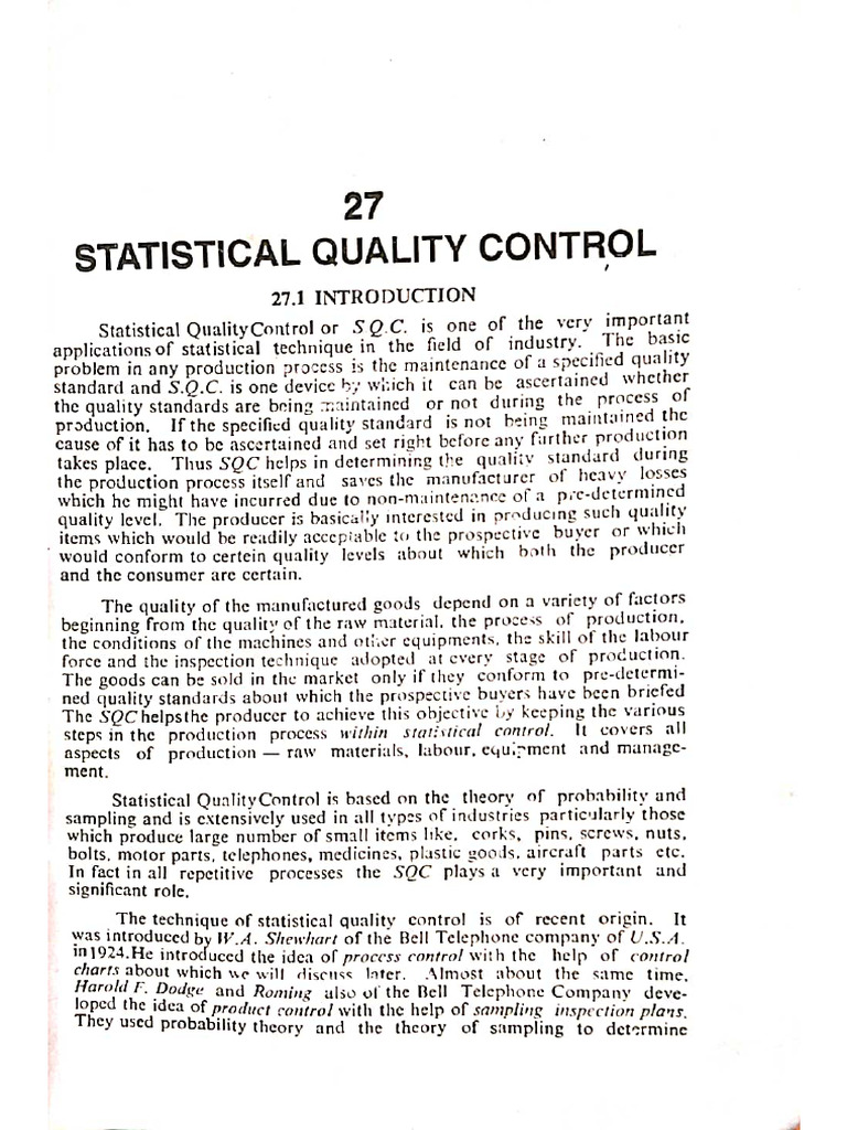 Statical Quality Controll | PDF
