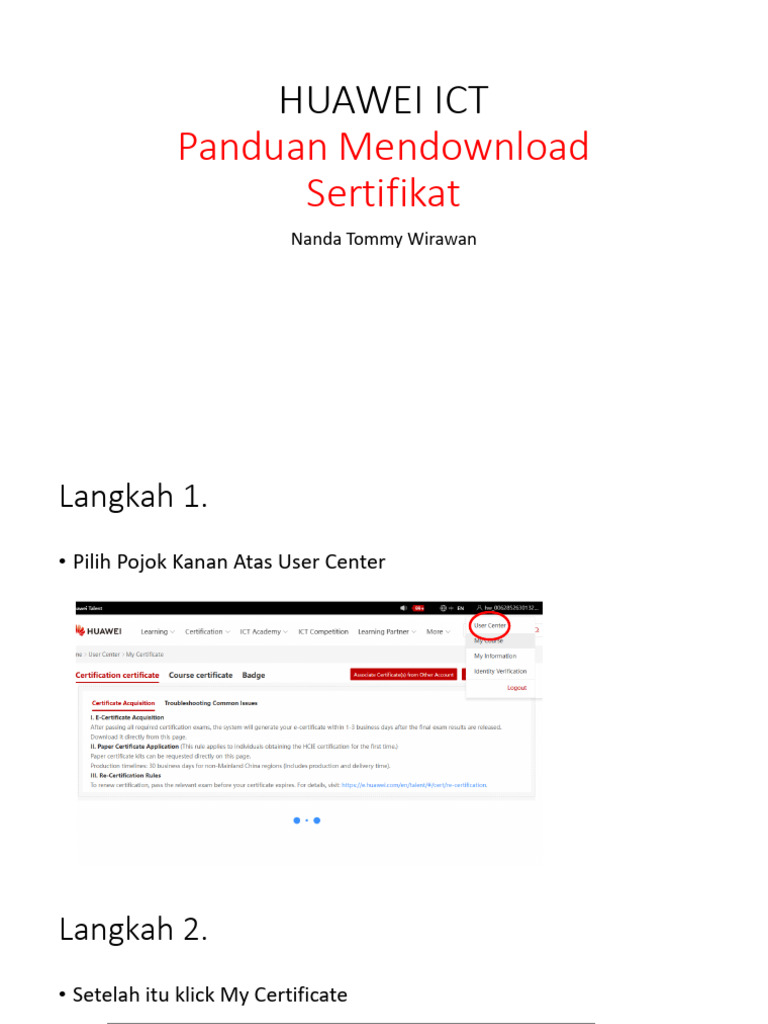 Cara Download Sertifikat HUAWEI ICT | PDF