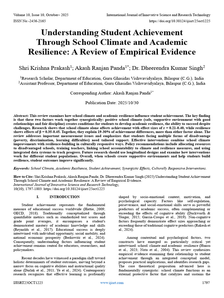 Understanding Student Achievement Through School Climate and Academic ...