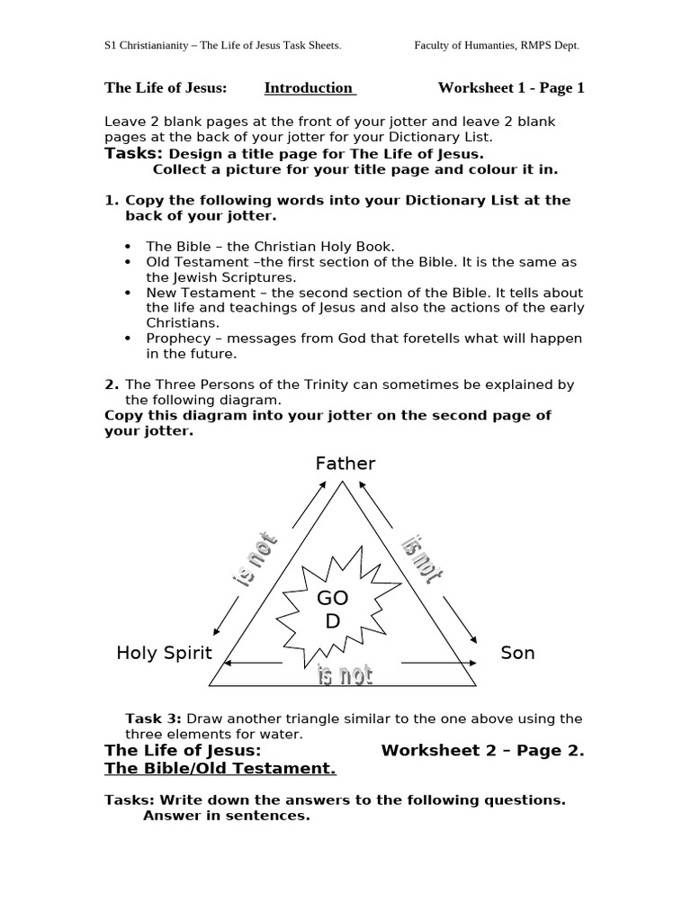 Life of Jesus: Task Sheets for Students | PDF | Jesus | Bible