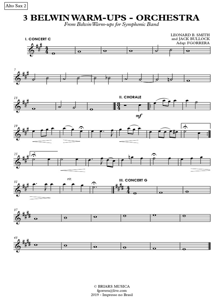3 Belwin Warm-Ups - Alto Sax 2 | PDF