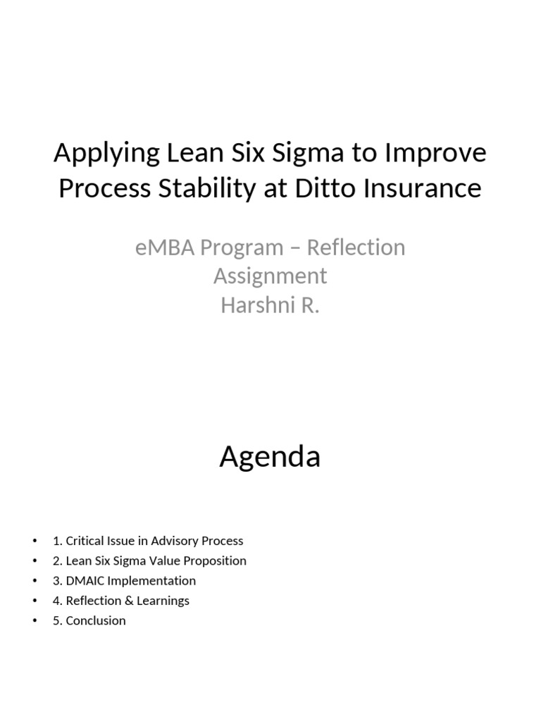 Lean Six Sigma Ditto Insurance Presentation | PDF | Six Sigma ...