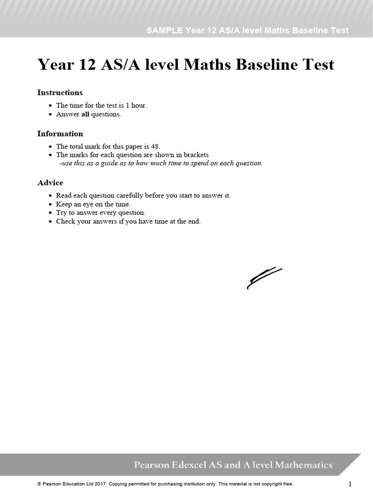 SHADOW AS - A Level Maths Baseline Test | PDF | Number Theory ...