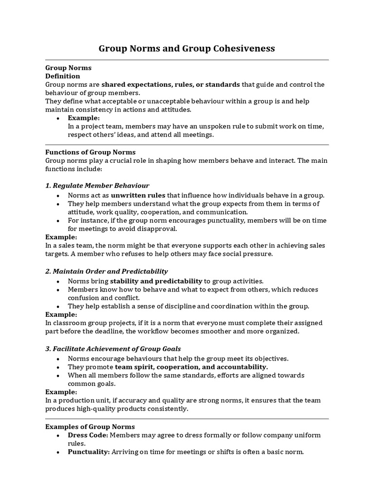 Understanding Group Norms and Cohesiveness | PDF | Interpersonal ...