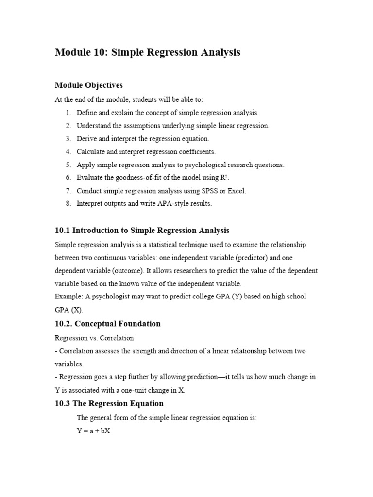 Simple Regression Analysis in Psychology | PDF | Linear Regression ...