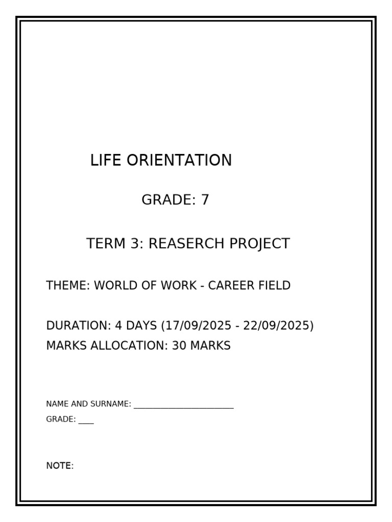 Life Orientation Career Field - 1 | PDF | Chess Openings | Chess