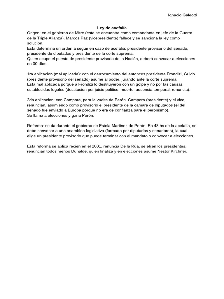 Ley de Acefalía | PDF