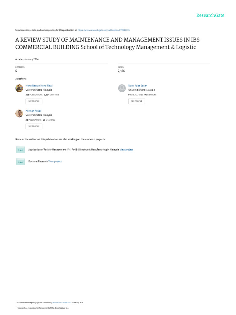 2014 A Review Study of Maintenance and Management Issues in Ibs ...