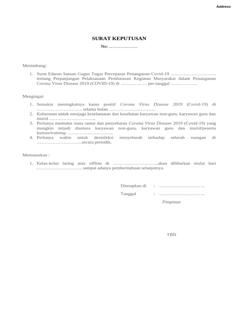 Surat Pemberitahuan Kelas | PDF