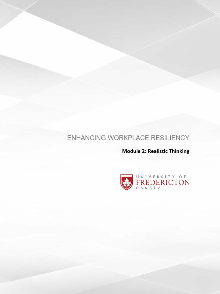 Realistic Thinking for Workplace Resiliency | PDF | Thought | Cognitive ...