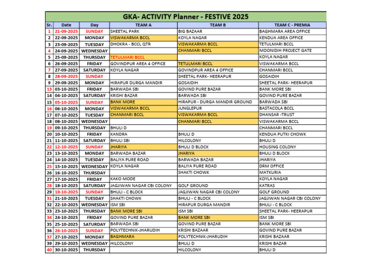 Gka - Activity Planner - Festive 2025 | PDF