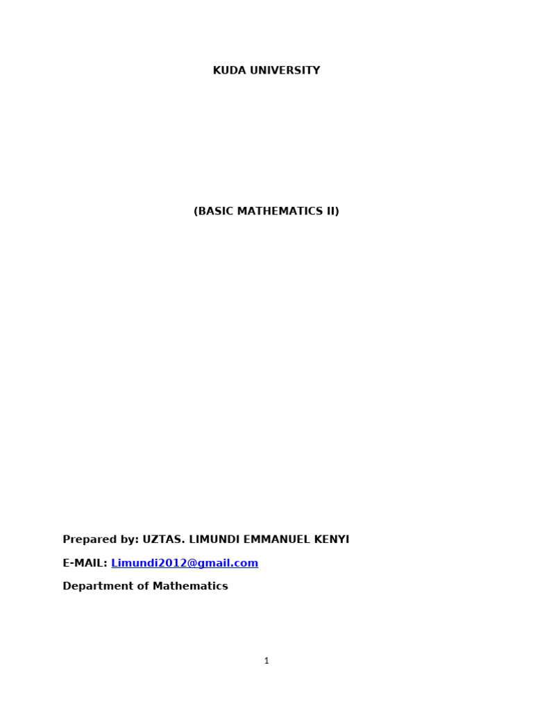 Basic Mathematics II Course Outline | PDF | Variable (Mathematics ...
