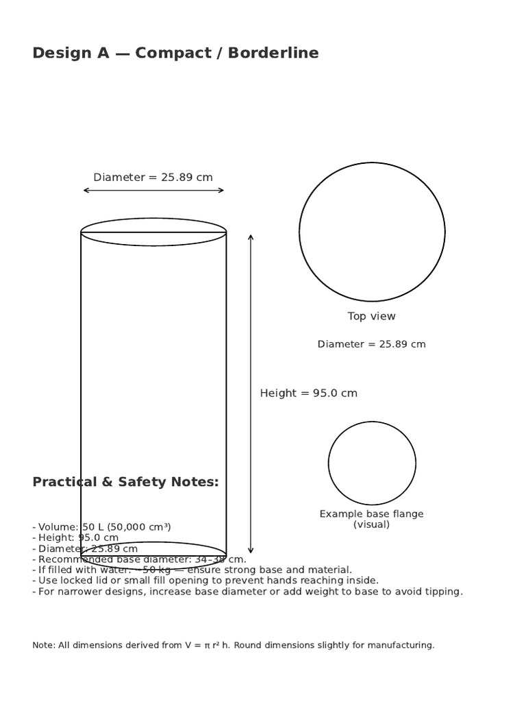 50L Cylinder Designs | PDF | Volume