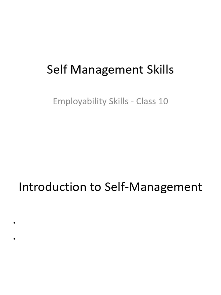 Self Management Skills Class10 | PDF