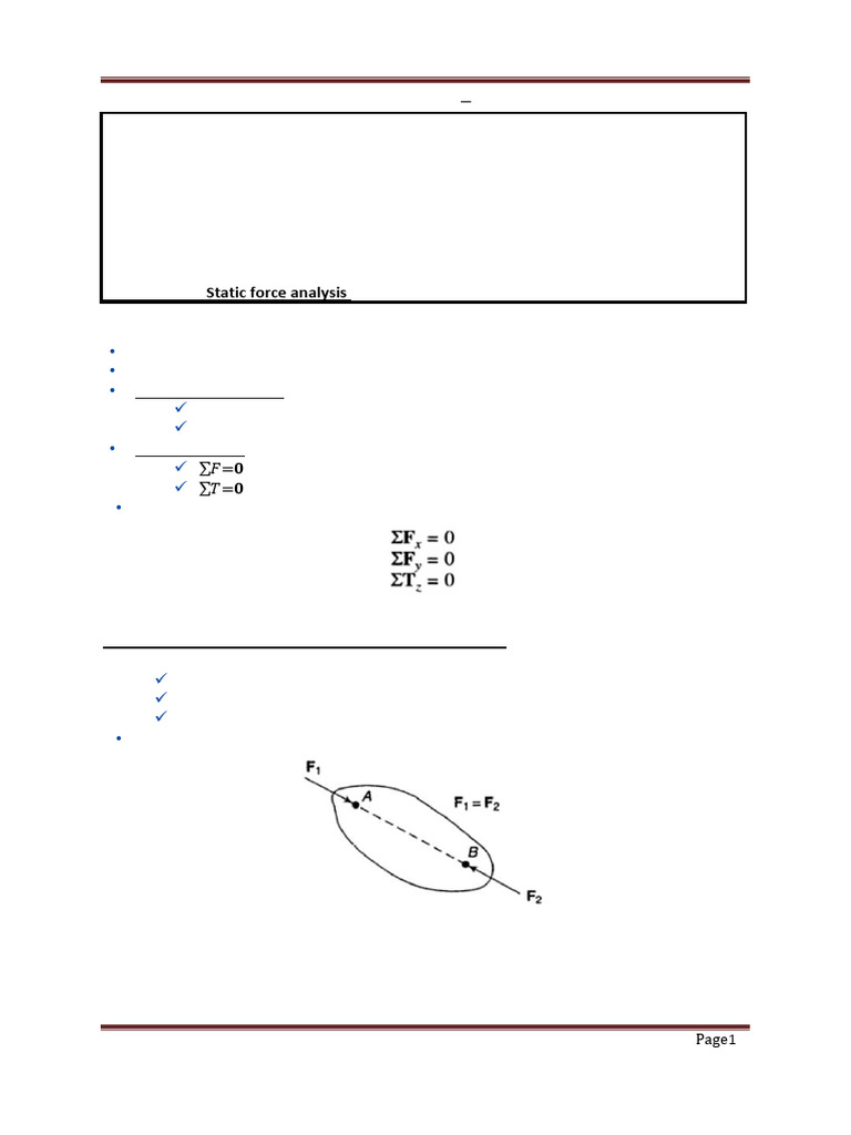 Static Force Analysis and Equilibrium | PDF | Force | Torque