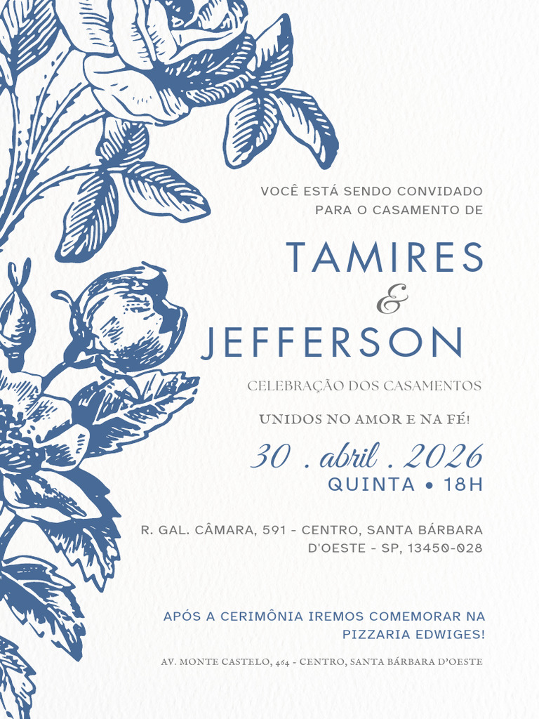 Convite Virtual Casamento Flores Azuis - 20251022 - 150152 - 0000 | PDF