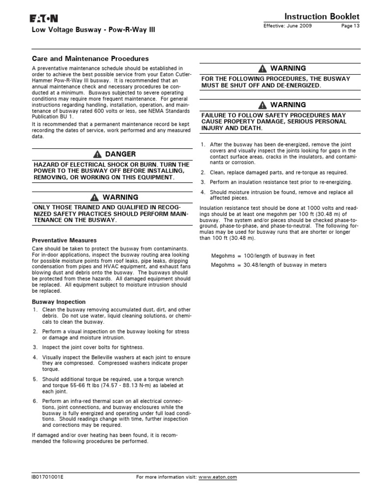 Insulation Resistance Eaton Busway | PDF | Insulator (Electricity) | Mechanical Engineering