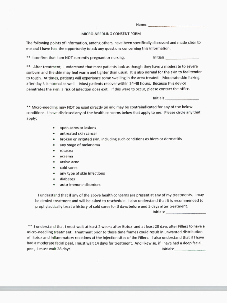 Microneedling Consent Form | PDF