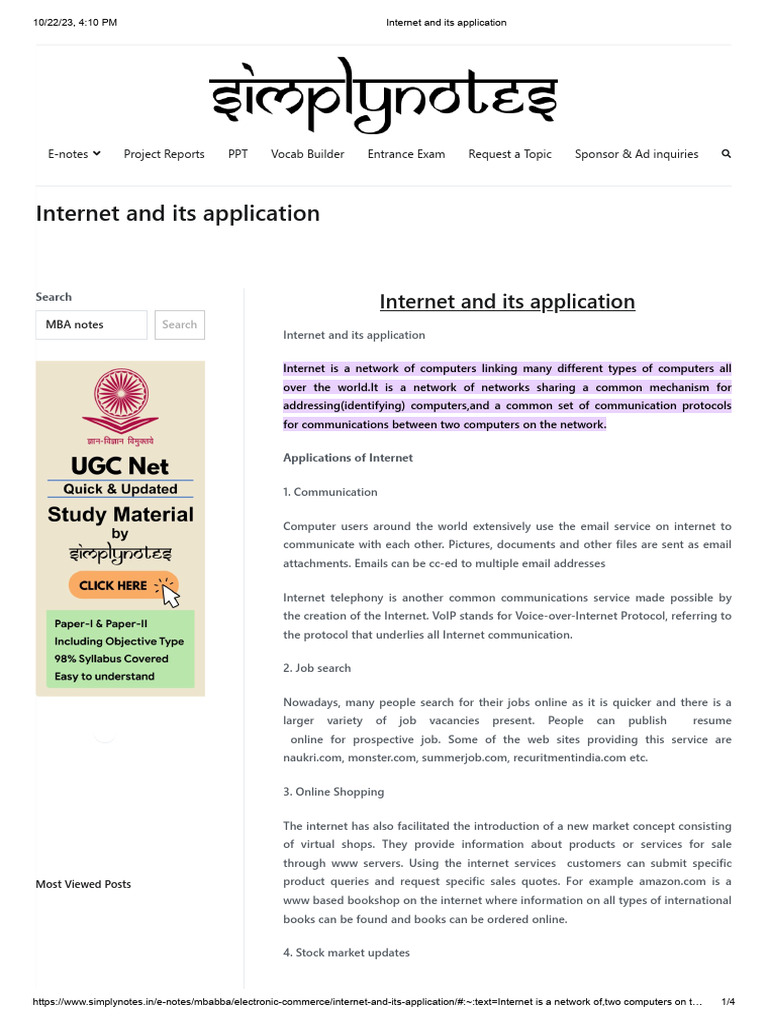 10-Internet and Its Application | PDF | Internet | Computer Network