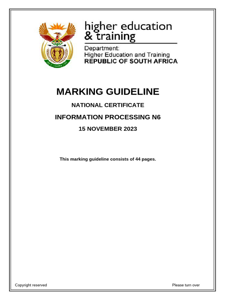 N690 - INFORMATION PROCESSING N6 MEMO NOV 2023 | PDF | Entrepreneurship ...