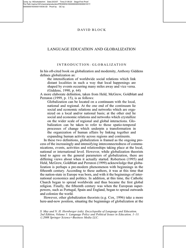 Language Education and Globalization Block | PDF | French Language ...