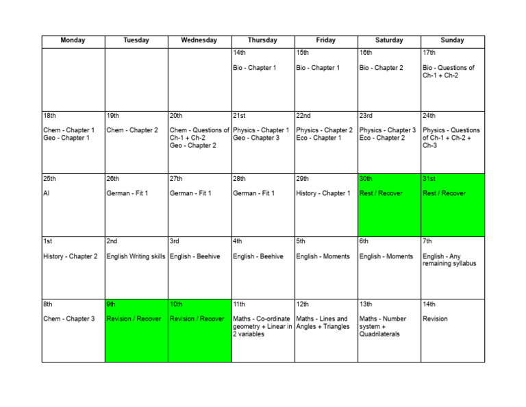HY Timetable 9th Grade - Sheet1 | PDF
