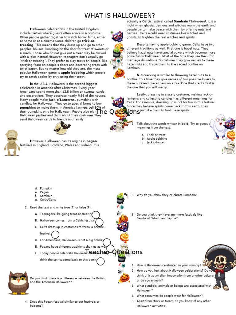 What Is Halloween Samhain Reading Conversation Topics Dialogs ...