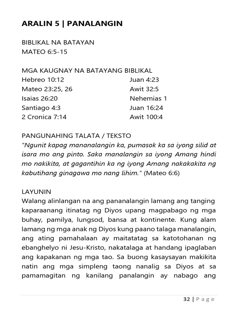 Sol 1 Manual - Pundasyon (Tagalog) - Aral5 | PDF