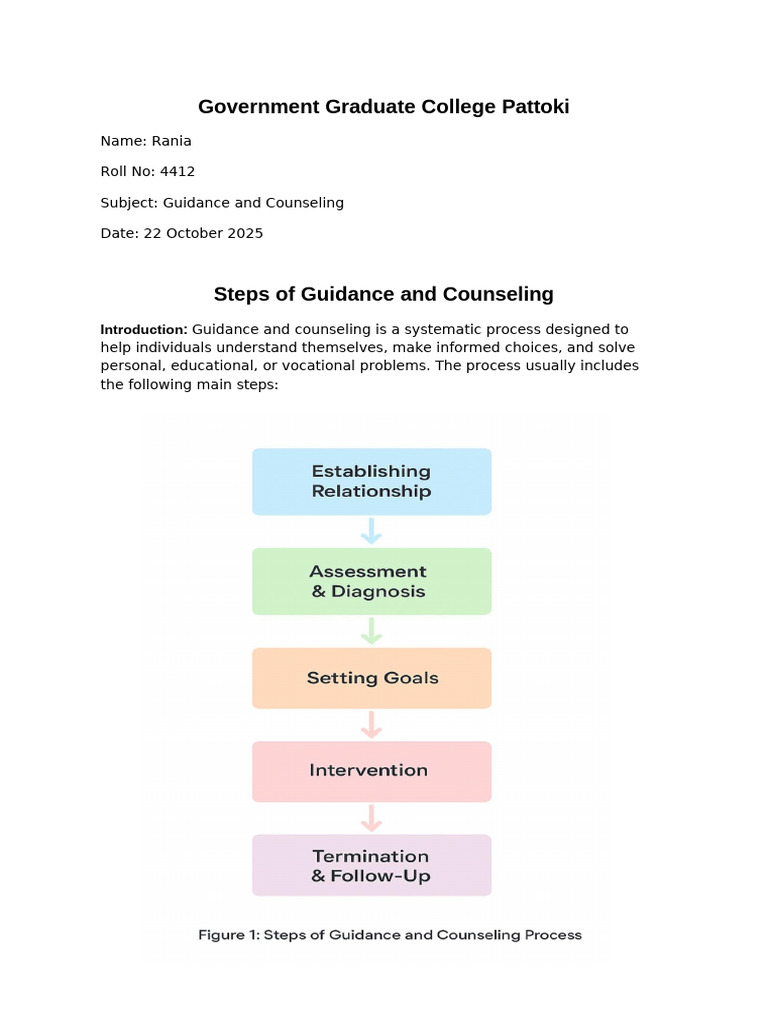 Steps in Guidance and Counseling | PDF