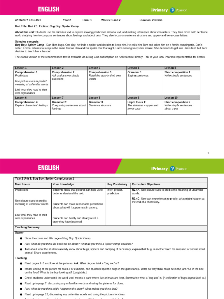 Pearson Lesson Plan Week 1&2 | PDF | Letter Case | Vocabulary