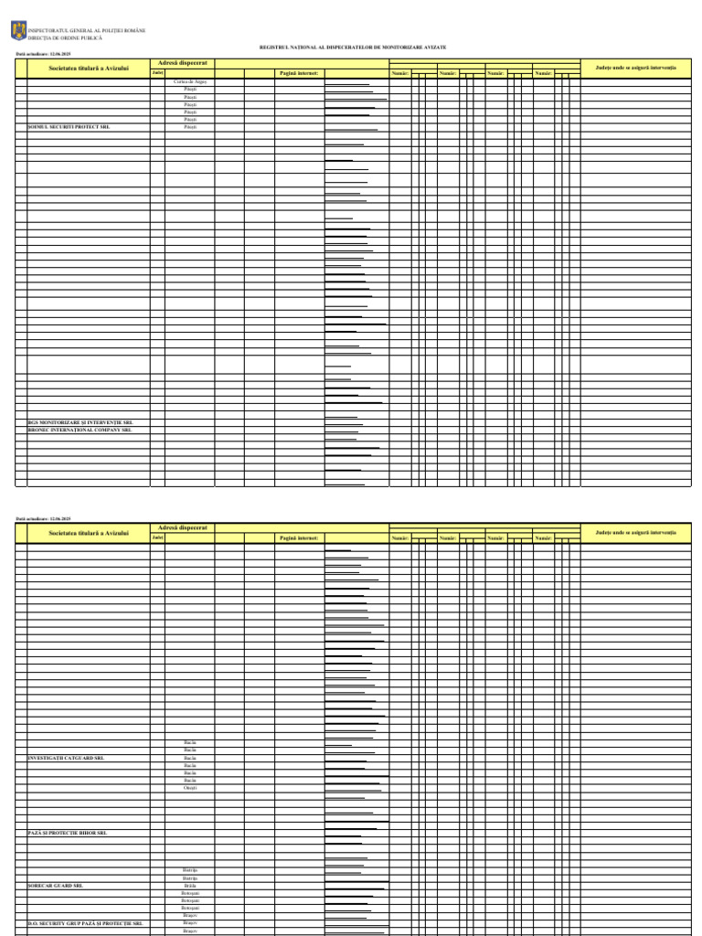 Registrul Dispeceratelor de Securitate | PDF