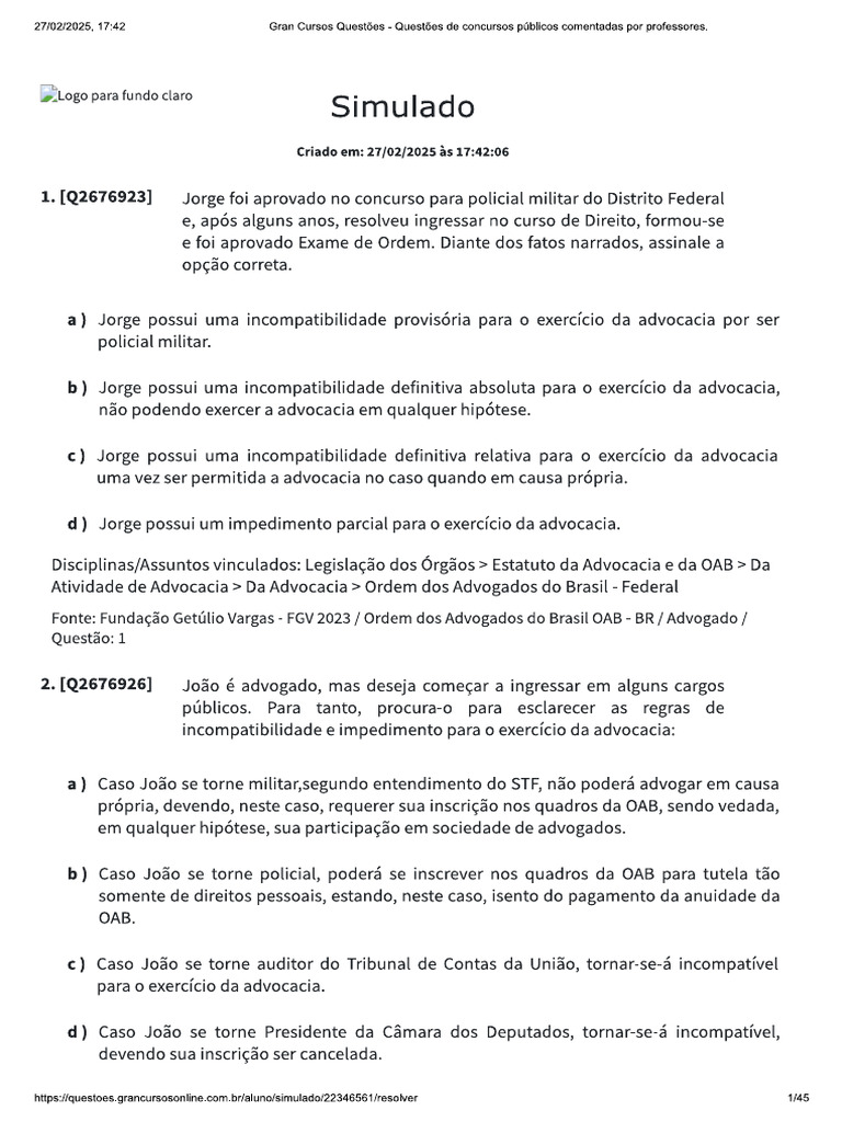 Simulado para Prova Da Oab | PDF