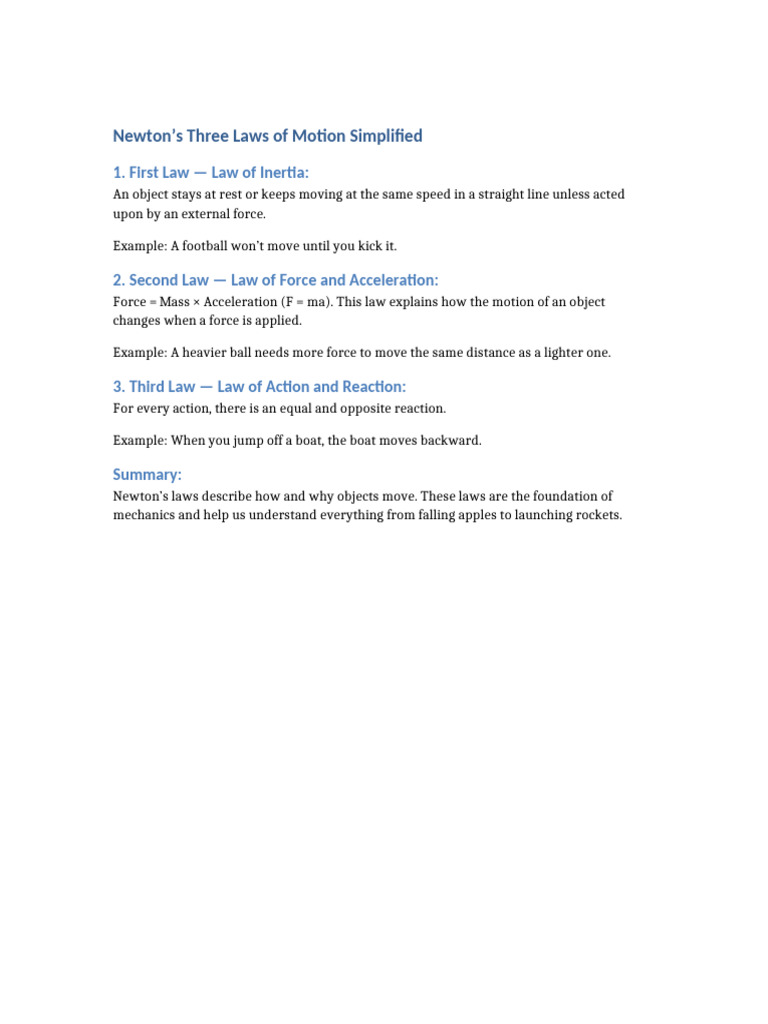 Newtons Laws of Motion Notes | PDF