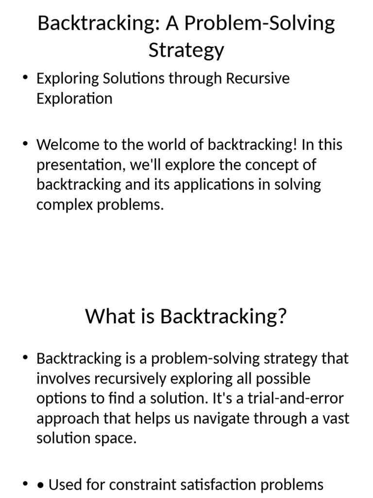 Backtracking: A Recursive Problem-Solving Guide | PDF | Mathematical ...