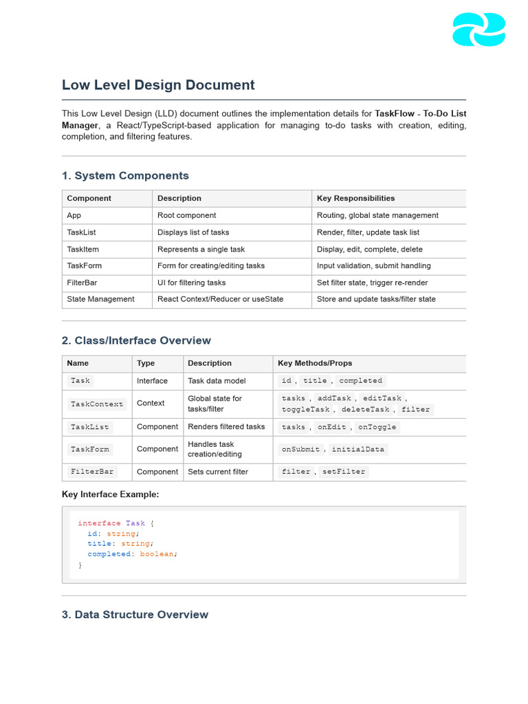 TaskFlow - To-Do-List-Manager-lld-W2bXe. Low Level | PDF | Boolean Data ...