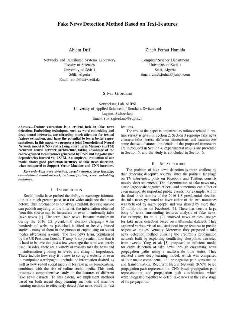 Fake News Detection Method Based On Text Features | PDF | Deep Learning ...