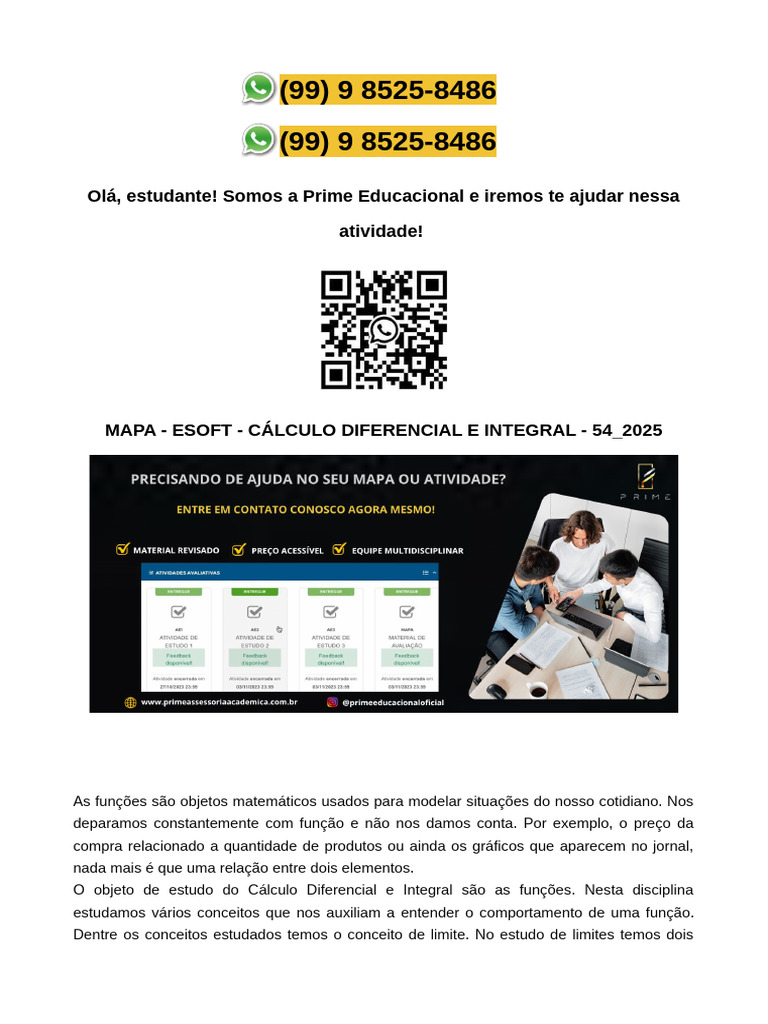 Mapa - Esoft - Cálculo Diferencial e Integral - 54 - 2025 | PDF