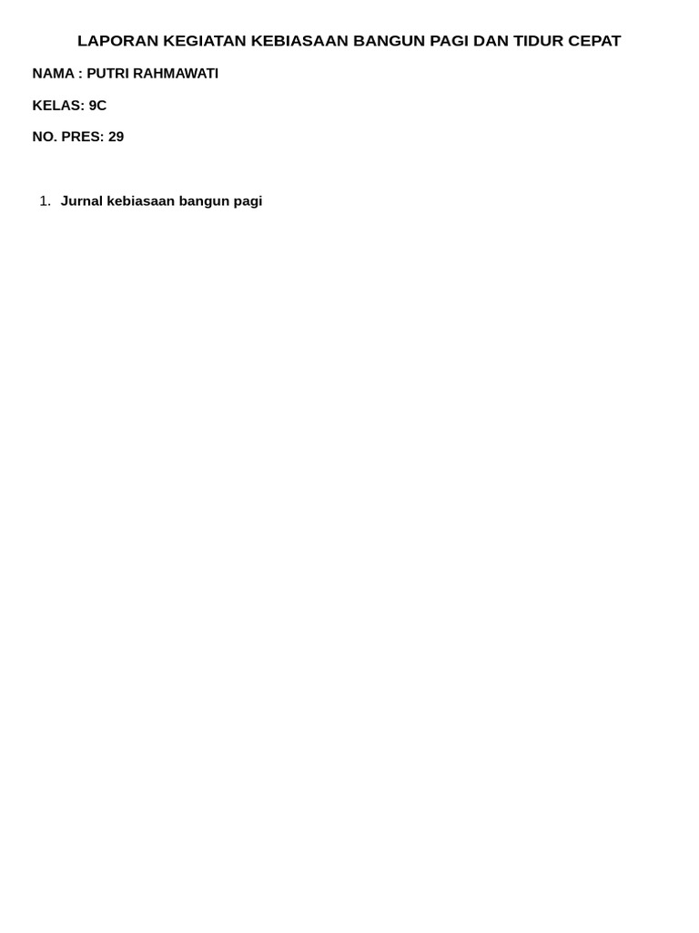 Laporan Kegiatan Kebiasaan Bangun Pagi Dan Tidur Cepat-1.Doc - 20251024 - 214309 - 0000 | PDF